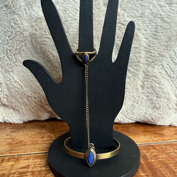 Vintage | Jewelry | Vintage Brass Slave Bracelet With Blue Stone | Poshmark